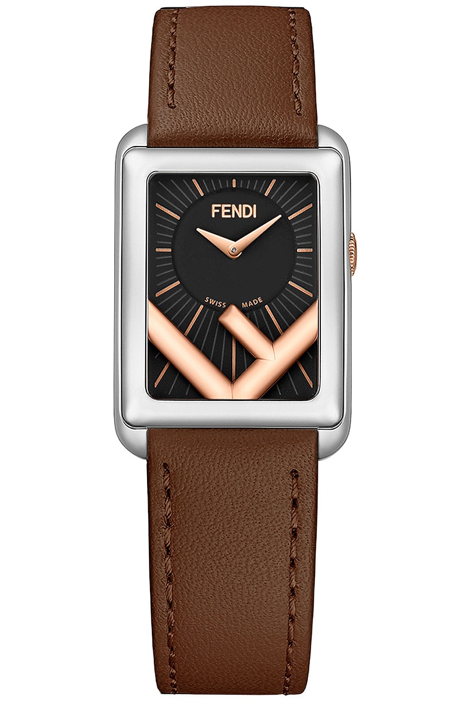 Fendi Runaway 22.5x32mm Watch In Stainless Steel & Brown - 50% Off